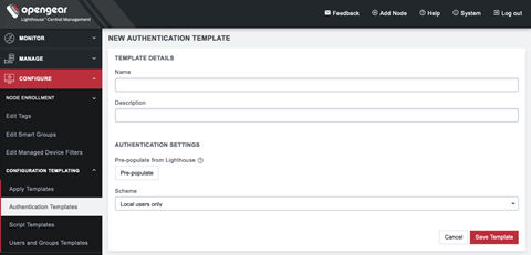 Creating new authentication templates