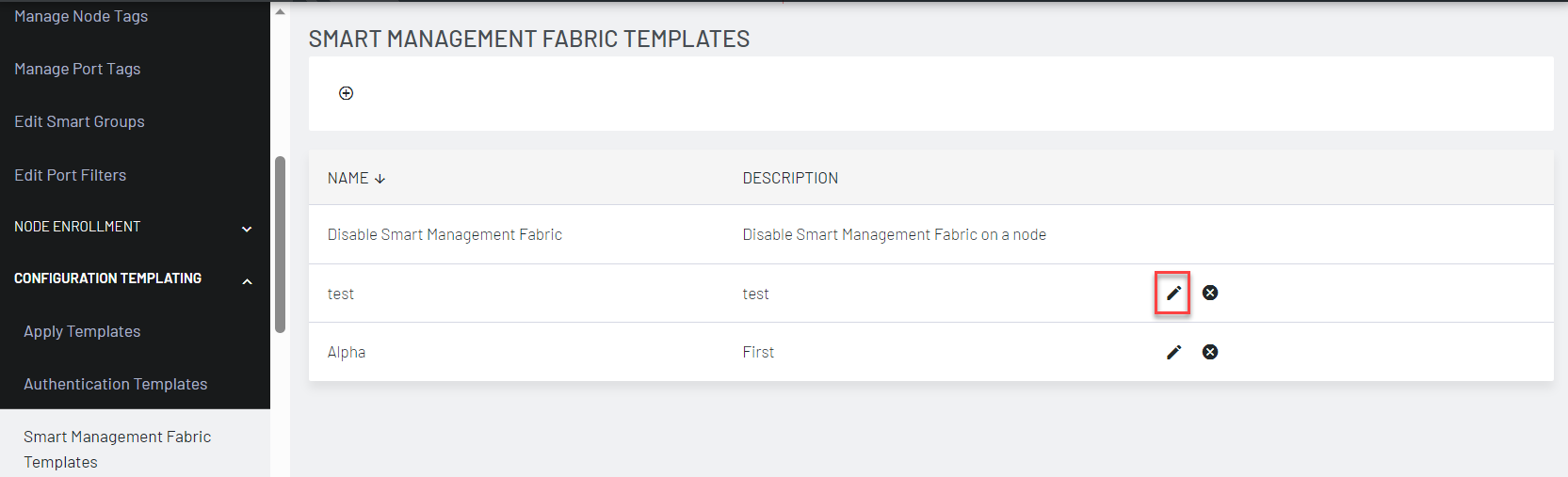 Modifying Smart Management Fabric (SMF) templates