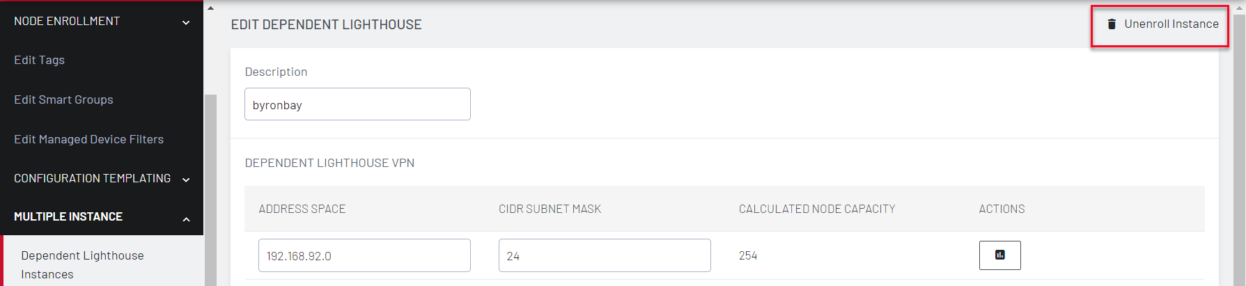 Disconnecting a dependent instance